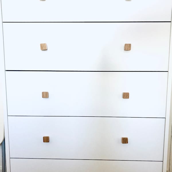 Small Wooden Square Handles, Wood Drawer Knobs, Oak Square Handle ...