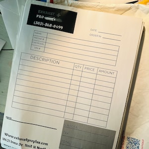 2 Part NCR Custom Invoices 100 Sets 81/2" X 11" Black and White With ...