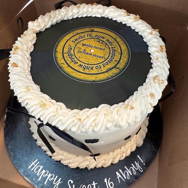 Custom Edible Vinyl Record Cake Topper. LP Edible Image for Round Cakes ...