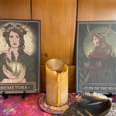 NEMETONA A5 Art Print Goddess Pagan Art Celtic Horned Mythology Forest ...