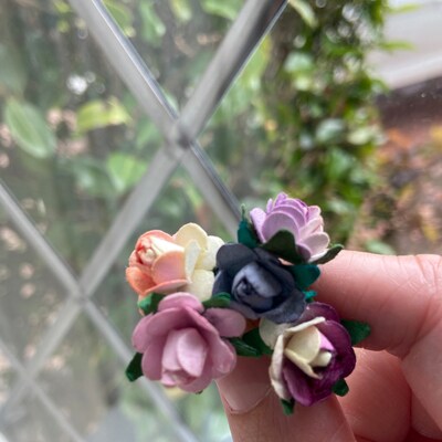 Miniature Paper Tea Roses Mulberry Flowers 15mm Card Craft Scrapbooking ...