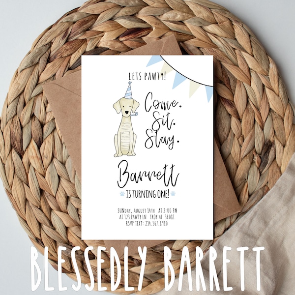 Watercolor Baby Blue Party Dogs Digital Clip Art Set- Instant Download ...