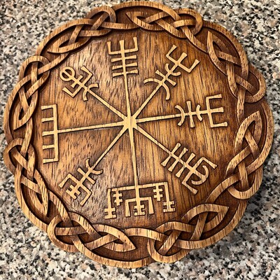 Vegvisir Viking Symbol Walknut Home Decor Art Norse Thor Odin Wood ...