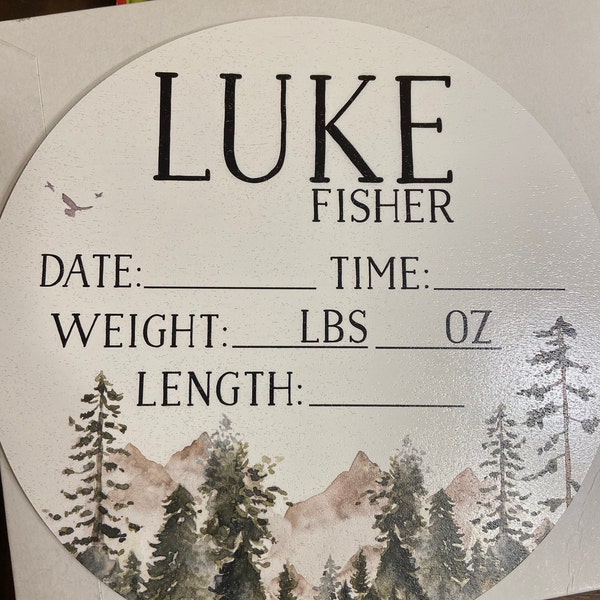 Mountain Birth Stat Sign, Baby Birth Stat Sign, Hospital Bassinet Sign ...