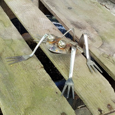 Frog Recycled Garden Art Upcycle Kitchen Utensils - Etsy