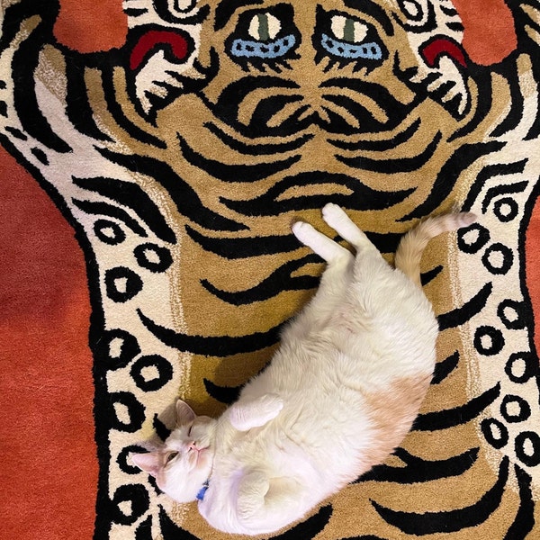 Persian Style Traditional Authentic Leopard Rug Gold Pink Red Brown ...