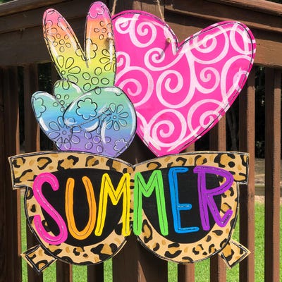 Digital Template Door Hanger Peace Love Summer - Etsy