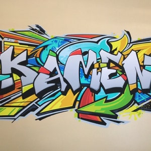 Graffiti Art Personalized Name Repositionable Wall Decal, Sticker ...