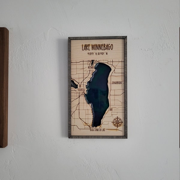 Lake Superior Map, Laser Engraved, Walnut & Blue Pearl Acrylic, Lake ...