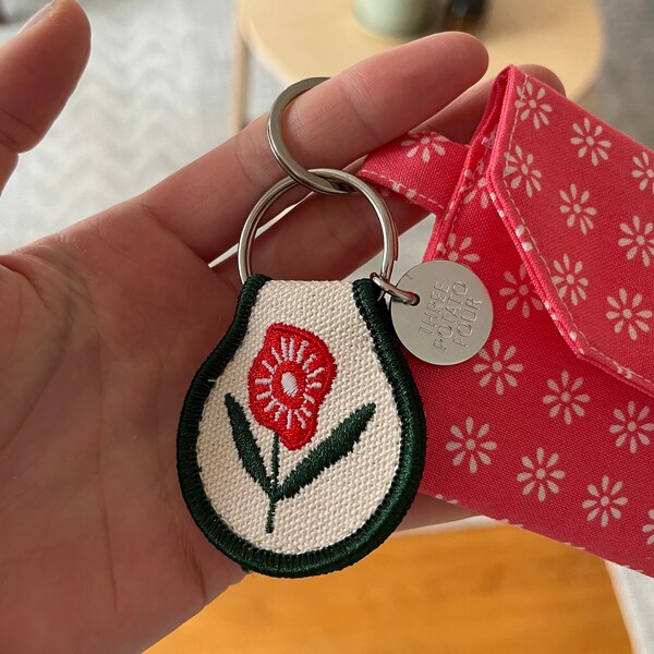 Patch Keychain - Poppy Flower - Etsy