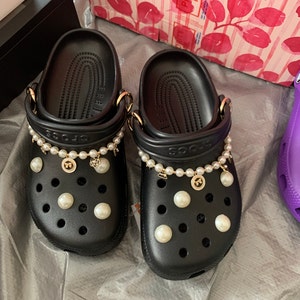 2pcs Pearl Chain With 8pcs Pearls Charms /10pcs Set / Crocs Accessories ...