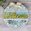 Welcome Daisy Sign, Digital Download, Round Door Hanger Svg, Glowforge ...