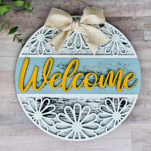 Chevron Geometric Welcome Sign Digital Download Round Door - Etsy
