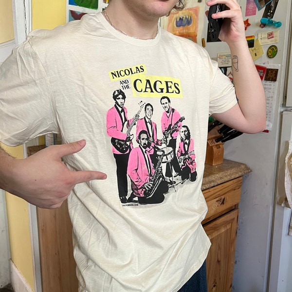 Nicolas Cage Band Shirt (the *original* Gnuyorker Hand Printed Design ...
