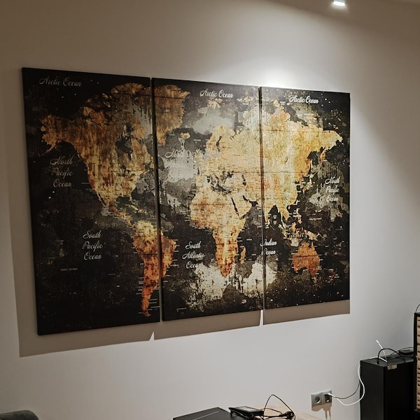 World Maps Canvas Large World Map Poster Large World Map Wall Art Beige ...