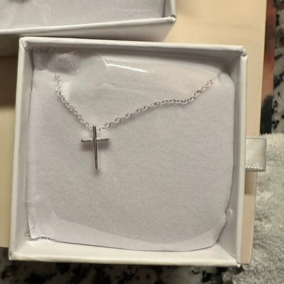 Silver Cross Necklace, Tiny Cross, Sterling Silver, Gold Cross, Rose ...