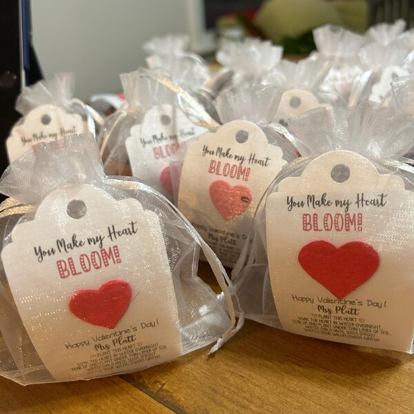 Plantable Heart Valentine's Day Cards for Kids Favour Seed Paper Heart ...