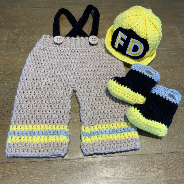 CROCHET PATTERN Newborn Baby Girl Fireman Firefighter Hat, Skirt ...