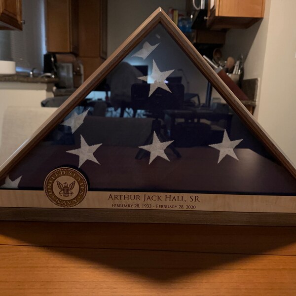 Personalized Memorial Flag Display Case for a 5' X 9.5' Burial or ...