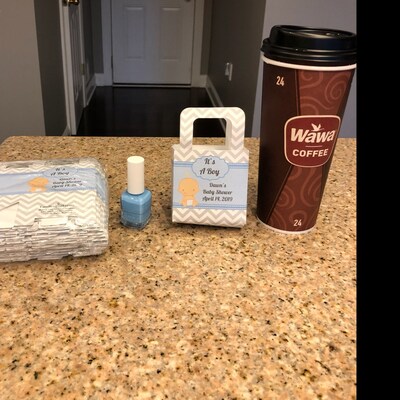 Baby Shower Favor Boxes It's A Boy Chevron Personalized Custom Party ...