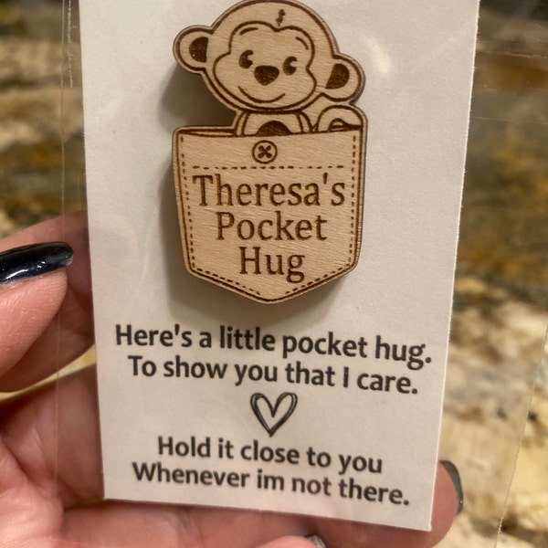 Animal Pocket Hug, Back to School, Animal Wooden Pocket Hug, Token ...