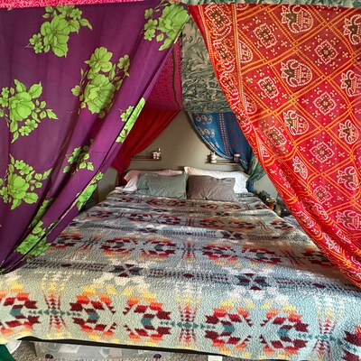 Sari Bed Canopy Bohemian Bed Canopy Boho Decor Matching Colours Bed ...