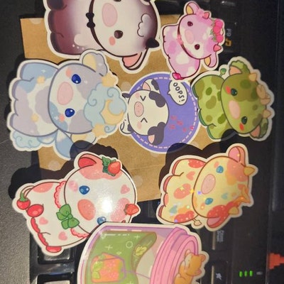 Ice Cream Cow Sticker Set Ver 2, Cute Cow Sticker Bundle, Rainbow Cow ...
