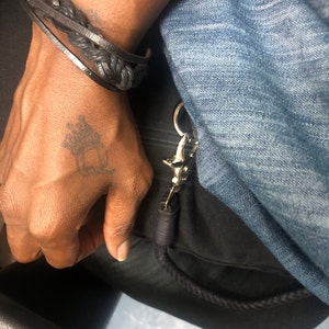 Set Belt Loop Braided Chain Wallet Black Vintage Genuine Cowhide ...