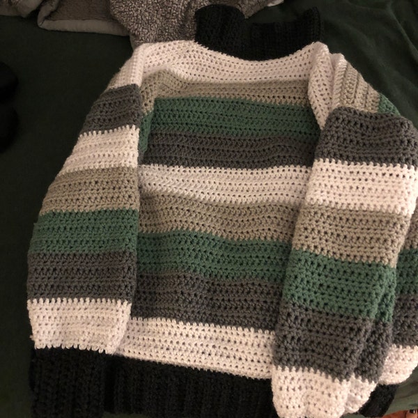 PDF Crochet Pattern for the Retro Stripes Sweater - Pullover - Megmade ...