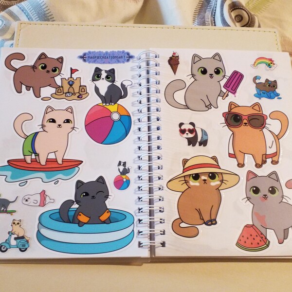 Summer Kitties - Waterproof Glossy Vinyl Cat Stickers - Etsy
