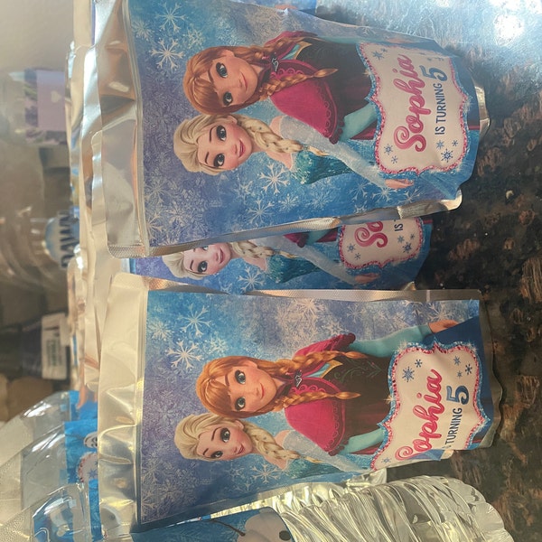 Frozen Elsa Anna Birthday Party Juice Pouch Label Beautiful Glitter ...