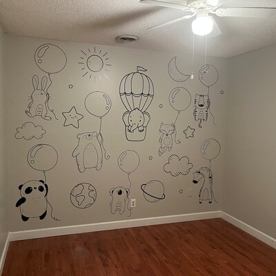 Baby Elephant Outline SVG Elephant Hot Air Balloon Cut File Baby Shower ...