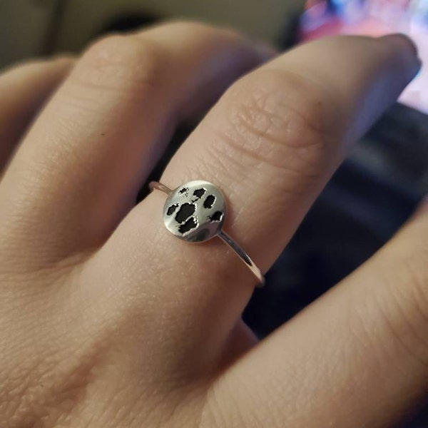 Custom Paw Print Ring, Dog Cat Paw Ring, Pet Memorial Gift, Baby ...