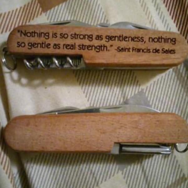 Laser Engraved Bible Verse Pocket Knife – Redwood Handle - Etsy