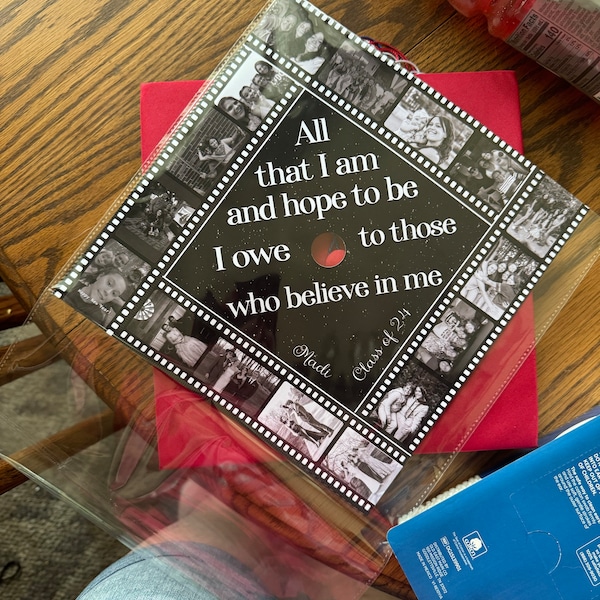 Custom Photo All That I Am & Hope to Be Graduation Cap Topper, Thankful ...