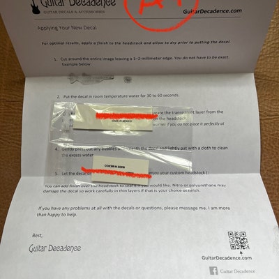 Custom Serial Number Waterslide Guitar Headstock Decals - Etsy