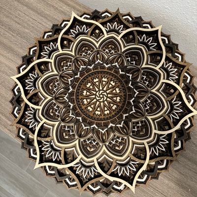 Wood Mandala, Wood Carving Wall Art, Multilayer Decor, Home Decor ...