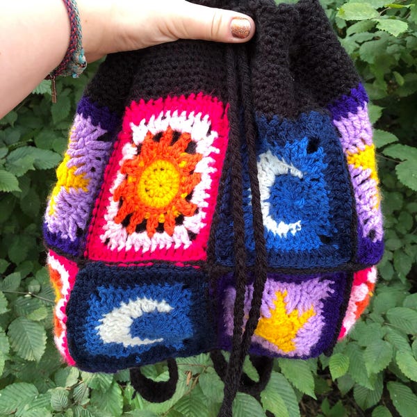Daisy & Sun/moon Drawstring Crossbody Bag Crochet PDF PATTERN PACK ...