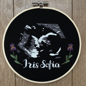 Custom Ultrasound Embroidery Baby Shower Gifts Baby Scan Art Sonogram ...