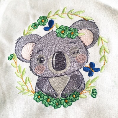 Koala Flowers Embroidery Designs Baby Embroidery Design Machine Animals ...