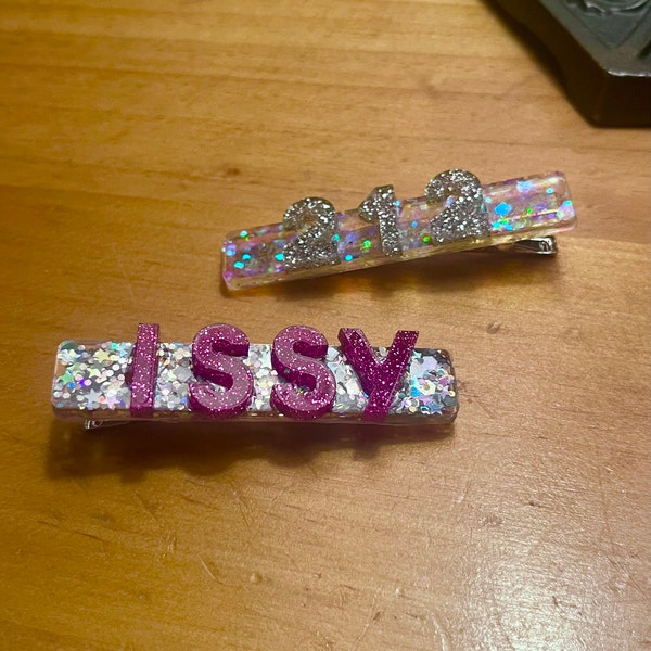 Custom Barrette Clips Personalized Hair Clip Customized Name Hairclip ...