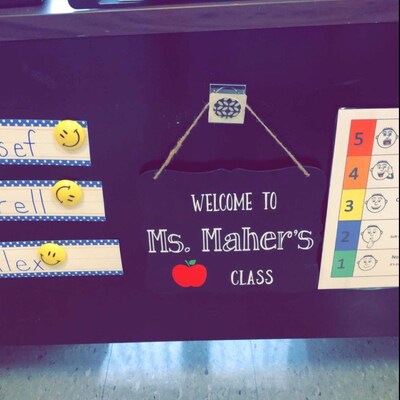 Teacher Chalkboard Sign, Personalized Hanging Chalkboard Sign ...