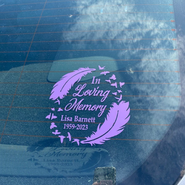 In Loving Memory Vinyl Decal, Customized Name and Date Sticker, Tribute ...