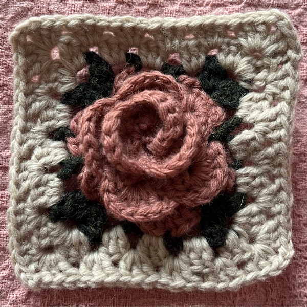 CROCHET PATTERN Rose ‘and’ Square, Crochet Rose Pattern. US Terms ...