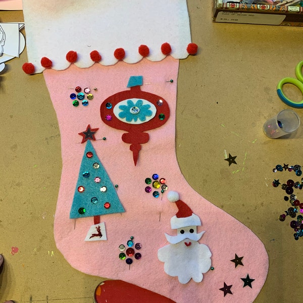 E-PATTERN- 1950's Novelty Felt Stocking Pattern- Wearing History Mid ...