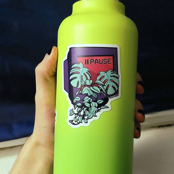 Vaporwave Retro Aesthetic Plant Vinyl Sticker - Monstera, Pothos - Etsy