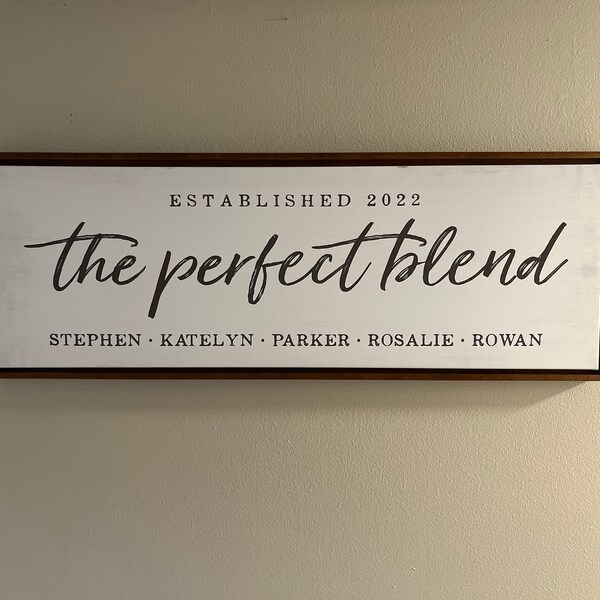 The Perfect Blend Family Sign | Personalized Blended Family Signs ...