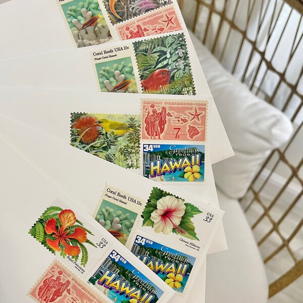 4x HAWAII Greetings Aloha Honolulu Maui Hilo Kona Oahu 2002 34c Unused ...