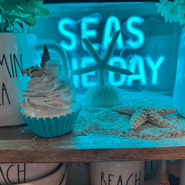 Fake Beach Theme Cupcake, Beach Theme Tier Tray Decor, Beach Cupcake ...