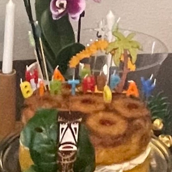 Tiki Christmas Tree Ornament Set Mele Kalikimaka Mini Hawaiian Record ...